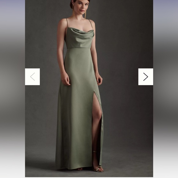 Bhldn Dresses Bhldn Remy Cowlneck Fauxwrap Satin Gown Color Moss Poshmark